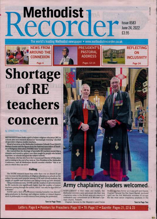 Methodist Recorder Magazine Subscription | Buy at Newsstand.co.uk ...